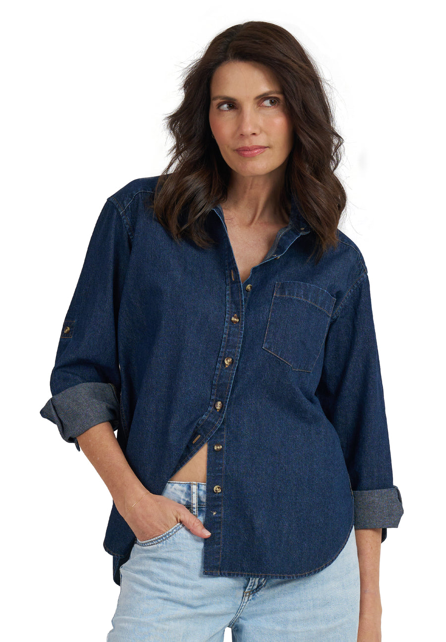 Denime Dark Blue Linen Shirt – CAMIXA