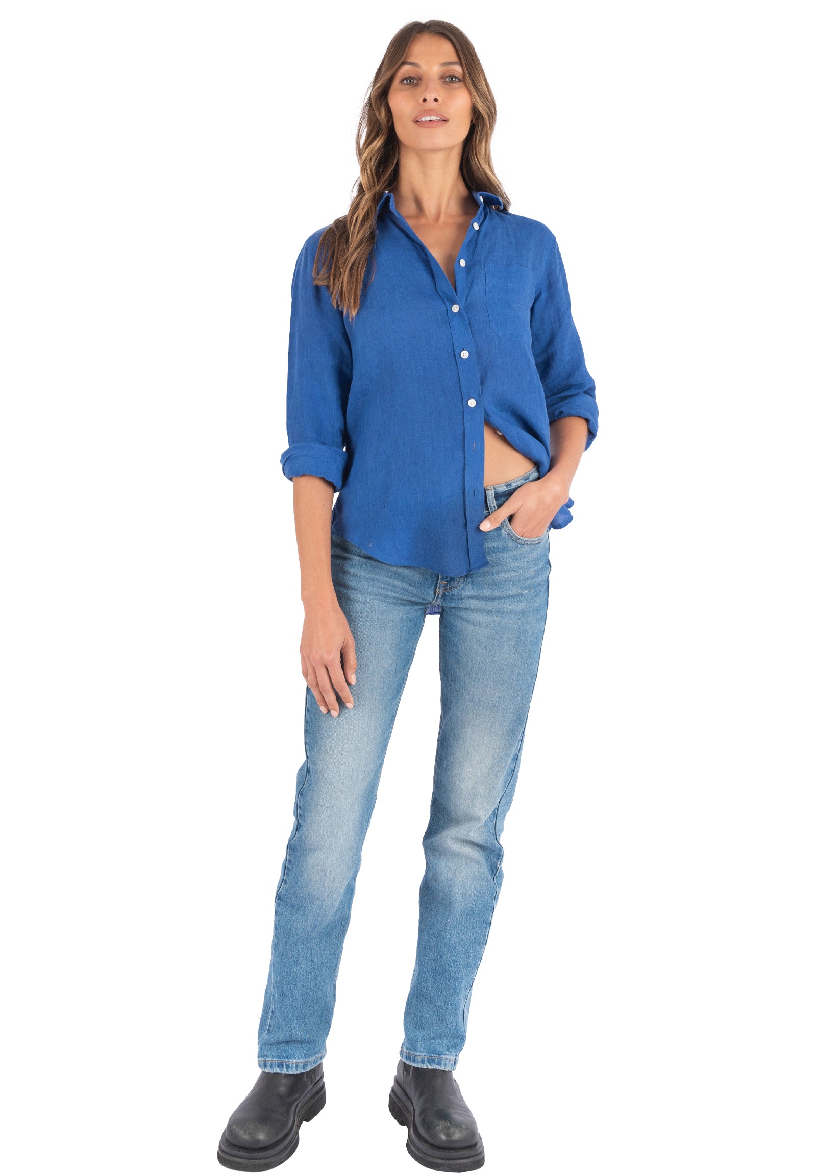 Iris Royal Blue Classic Fit Linen Shirt – CAMIXA