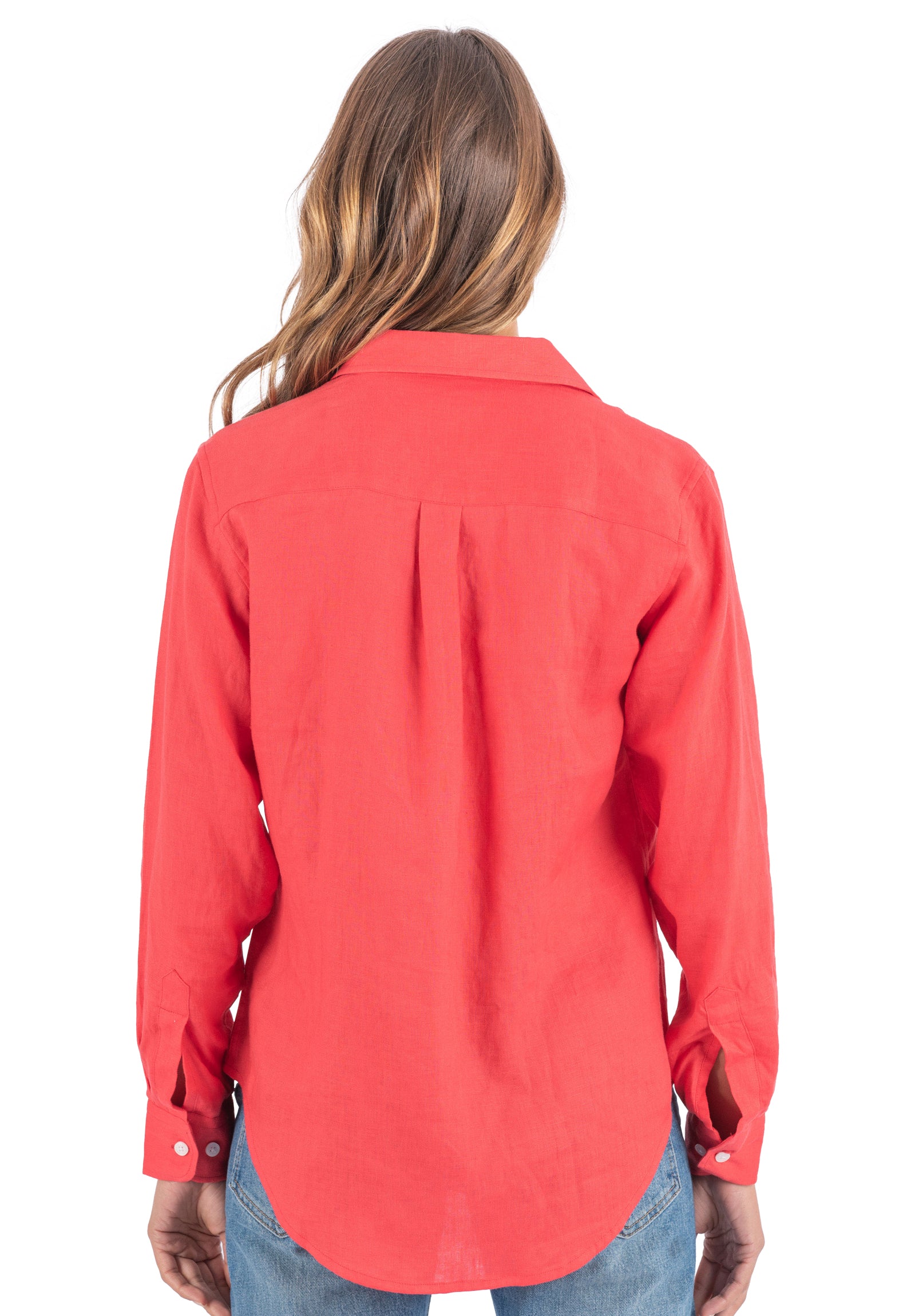 Iris Coral Classic Fit Linen Shirt – CAMIXA
