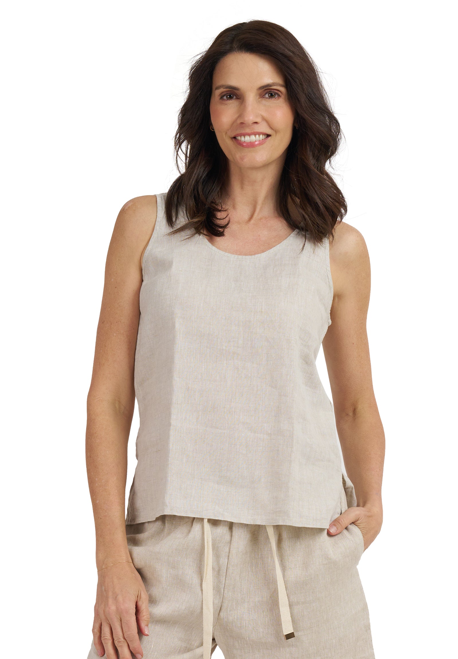 Tanya Tank White Linen Cami Top – CAMIXA