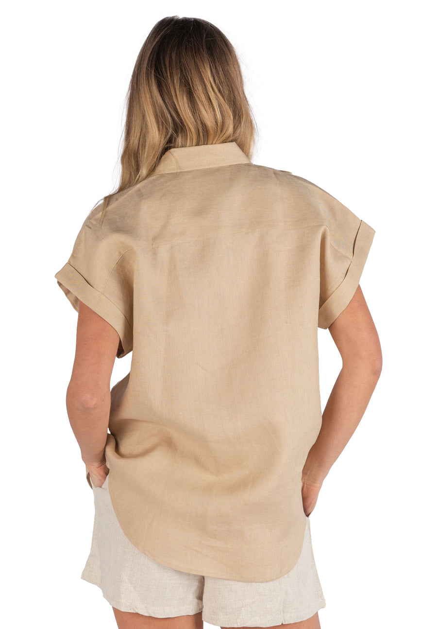 Capri Caffe Latte SS Linen Shirt – CAMIXA
