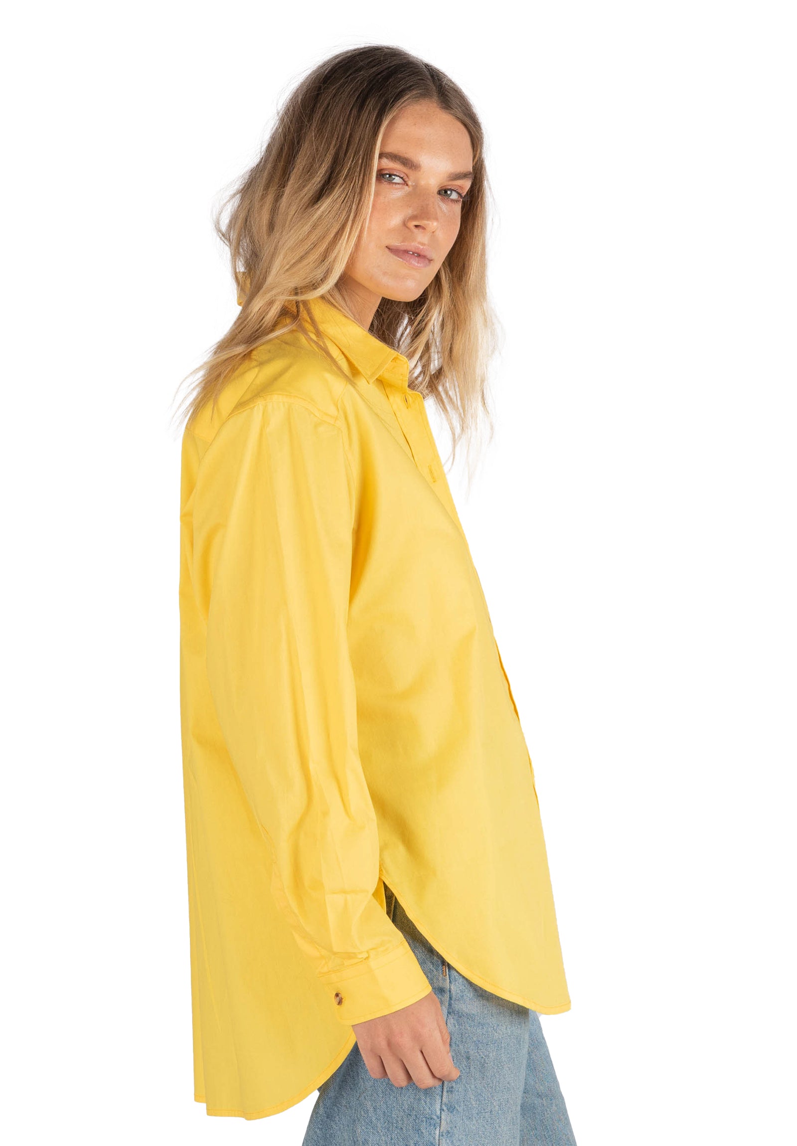 Poppy-Cotton Yellow Oversized Cotton Shirt – CAMIXA